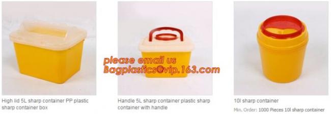 Yellow Plastic Medical Sharp Container for needles, Health and Medicals use disposable 5L Sharp container, sharp contain 72