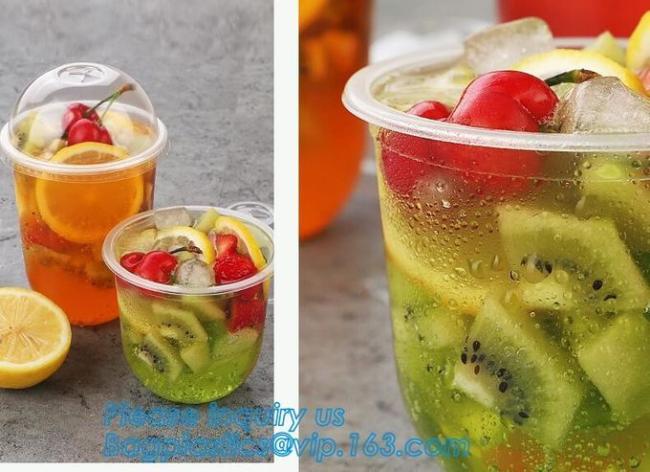 Tazze trasparenti di Juice Coffee Tea Takeaway Packaging della bevanda della tazza di plastica eliminabile creativa a forma di U con il coperchio 15