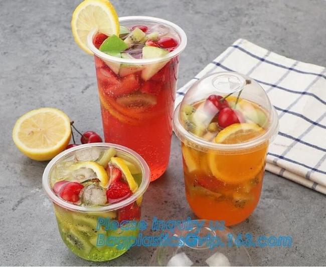 Tazze trasparenti di Juice Coffee Tea Takeaway Packaging della bevanda della tazza di plastica eliminabile creativa a forma di U con il coperchio 16
