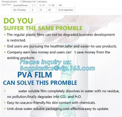 Cina Le borse di plastica solubili in acqua della lavanderia di PEVA, riciclano la borsa, plastica solubile solubile in acqua fredda sacchetto la borsa di PVA in vendita