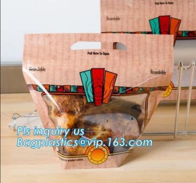 Cina Del supporto borsa calda antinebbia biodegradabile del pollo del girarrosto di microonda della borsa della chiusura lampo del pollo arrosto su con la maniglia in vendita