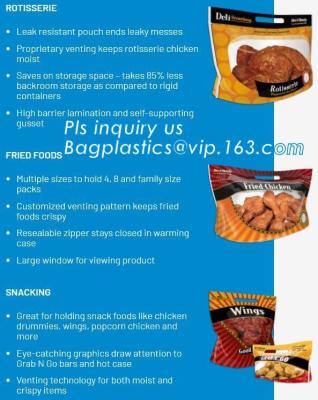 Cina Del supporto borsa calda antinebbia biodegradabile del pollo del girarrosto di microonda della borsa della chiusura lampo del pollo arrosto su con la maniglia in vendita