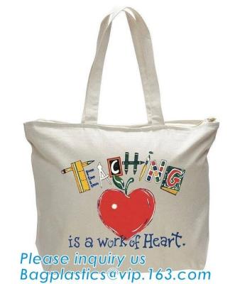 China Top Zipper Closure. ORGANIC, REUSABLE, WASHABLE, CANVAS Shopping Bags With Handles, Cloth Grocery Tote for sale