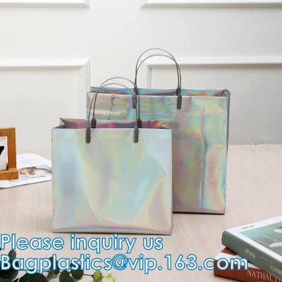 China Holographic Rainbow Handbag Reusable Bags, Gym Sports Security Travel Beach Lunch Box Restaurant Takeouts for sale