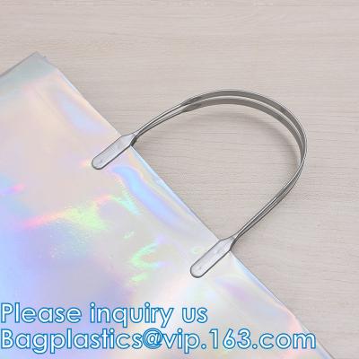 China Holographic Rainbow Handbag Reusable Bags, Gym Sports Security Travel Beach Lunch Box Restaurant Takeouts for sale