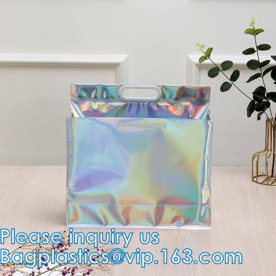 China Holographic Rainbow Handbag Reusable Bags, Gym Sports Security Travel Beach Lunch Box Restaurant Takeouts for sale