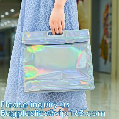 China Holographic Rainbow Handbag Reusable Bags, Gym Sports Security Travel Beach Lunch Box Restaurant Takeouts for sale