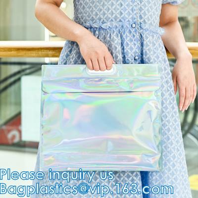 China Holographic Rainbow Handbag Reusable Bags, Gym Sports Security Travel Beach Lunch Box Restaurant Takeouts for sale
