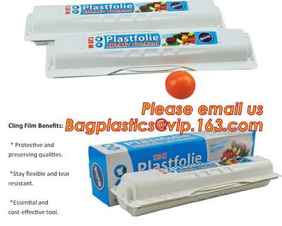 China Biodegradable Food Wrap, PE PVC Cling Film, PLA Cling Wrap With Slide Cutter, Alu Foil Roll, Parchment for sale