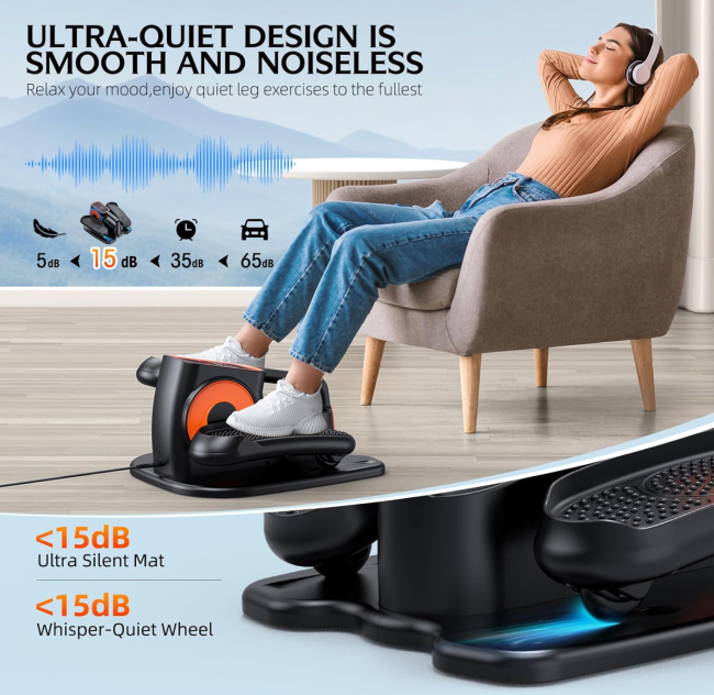 Under desk elliptical machine side view