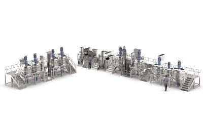 China High Speed Liquid Mixing Equipment With Hydraulic Lifting PLC Touch Screen Control for sale
