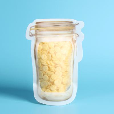 China Der wiederverwendbare Haushalt stehen oben Reißverschluss-Taschen, die Nahrung geformte Kunststoffgehäuse-Tasche/Weckglas kann zu verkaufen
