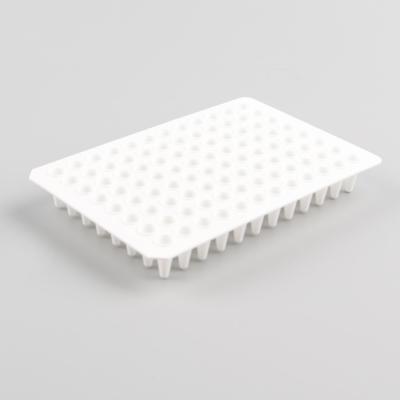 China Standard Profile Flat Non Skirted Cut Corner White 96 Well PCR Plates 0.1ml for sale