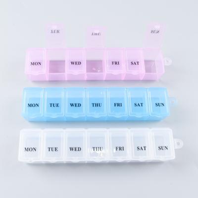 China Home Weekly Pill Organizer Box With Clear Lid 11.2ML/Grid Medicine Boxes for sale