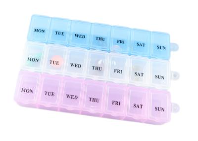 China Caja semanal plástica conveniente de la píldora de los PP con los compartimientos grandes for sale