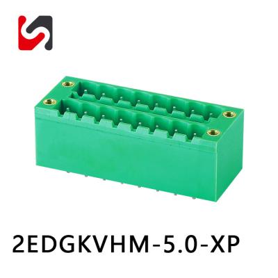China SHANYE BRAND 2EDGKVHM-5.0 300V parafusos de placa de PCB masculino 5.0mm passo 2 linha bloco terminal à venda