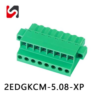 China SHANYE BRAND 2EDGKCM-5.08 300V venda a quente blocos terminais de PCB 45 graus fio conectar com fornecedor flang à venda