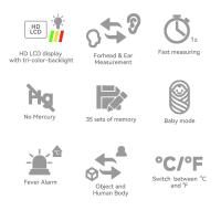 China Multi Purpose Non Contact Forehead Thermometer With Three Color Backlight for sale