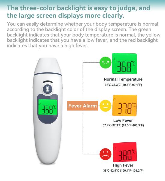 Quality Multi Purpose Non Contact Forehead Thermometer With Three Color Backlight for sale