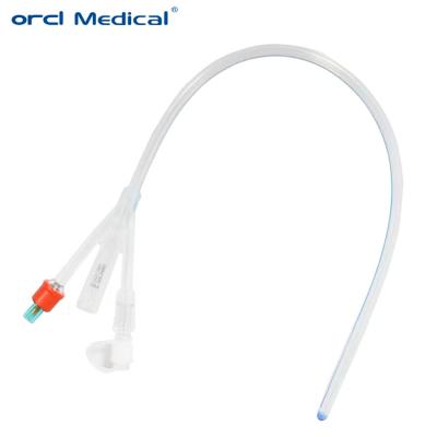 China Cateter de Foley 100% estéril descartável revestido com silicone 3 Way Cateter de Foley de silicone de tipo padrão for sale