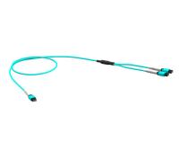 China 3.0mm 100G OM4 MPO Fiber Cable 16F to 2x8F Distribution Trunk for Data Center for sale