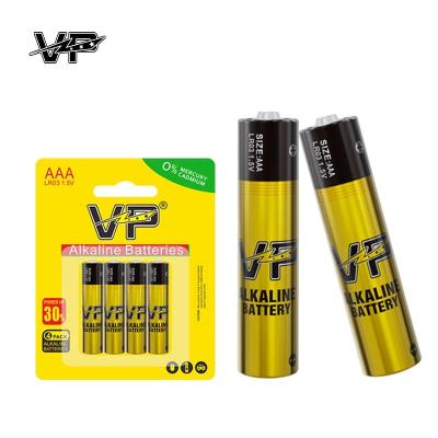 중국 산업 알칼리 배터리 Lr03 Aaa 1.5 V 알루미늄 엽 AM4 130Mins Vp 배터리 판매용