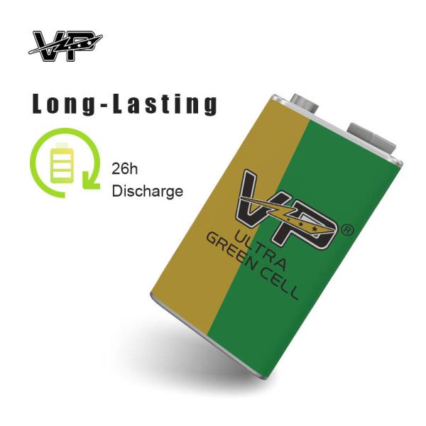 Quality 26Hours 9 Volt VP Carbon Zinc Battery Square Dry Cell Ultra Duty Leak Proof 6F22 for sale
