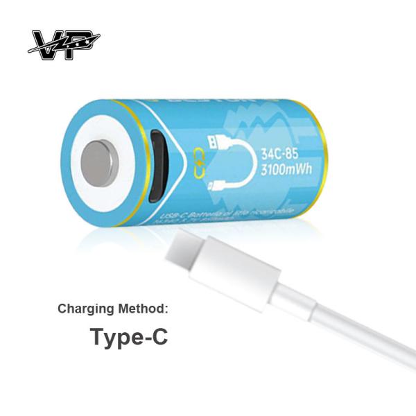 Quality High Capacity 3100mWh 3.7 Volt Lithium Ion Battery 16340 VP Rechargeable for sale