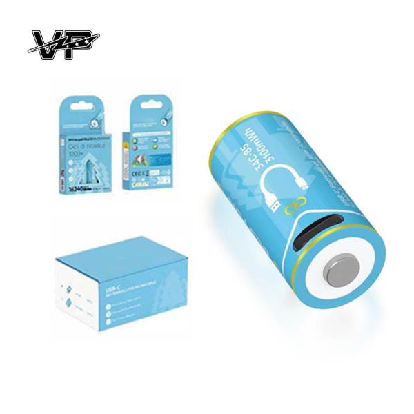 Quality High Capacity 3100mWh 3.7 Volt Lithium Ion Battery 16340 VP Rechargeable for sale