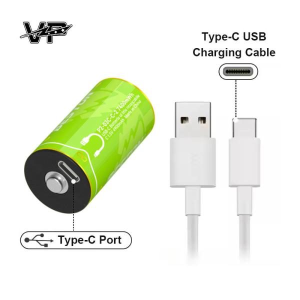 Quality 7400mWh C Size VP Stable 1.5V Lithium Ion Battery With USB-C Charge Port for sale