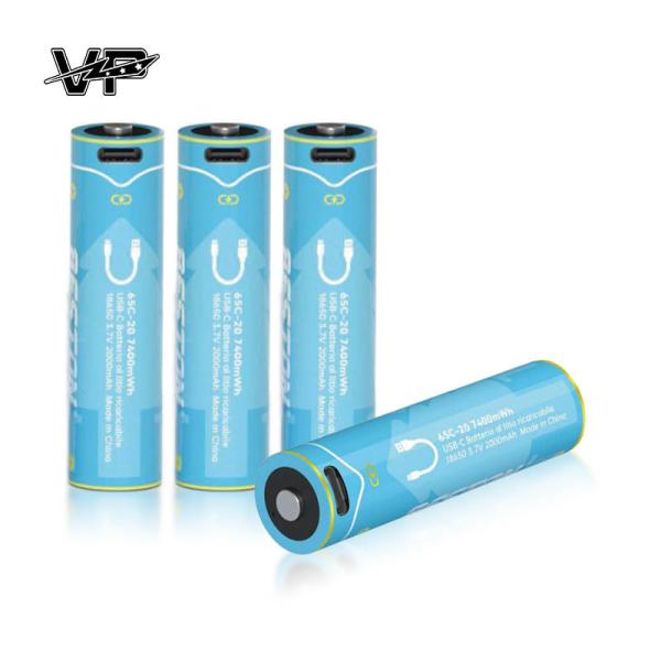 Quality VP 7400mWh 3.7 V 18650 Li Ion Rechargeable Battery With USB C Charging Cable for sale
