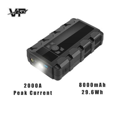 China VP Peak 2000A 8000mAh Power Bank 12V Car Jump Starter Rechargeable Air Compressor for sale