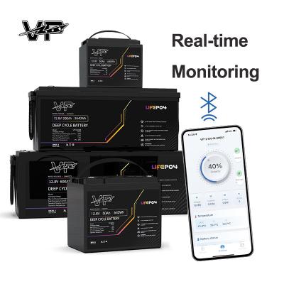 China 12V 50Ah LiFePO4 Auto Rechargeable Lithium Ion VP Custom Battery Pack With Smart BMS for sale