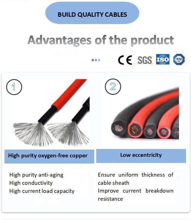 Wholesale Solar Cable Xlpo Insulation PV1-F 2.5mm 4mm 6mm 16mm 25mm 35mm Solar Cable