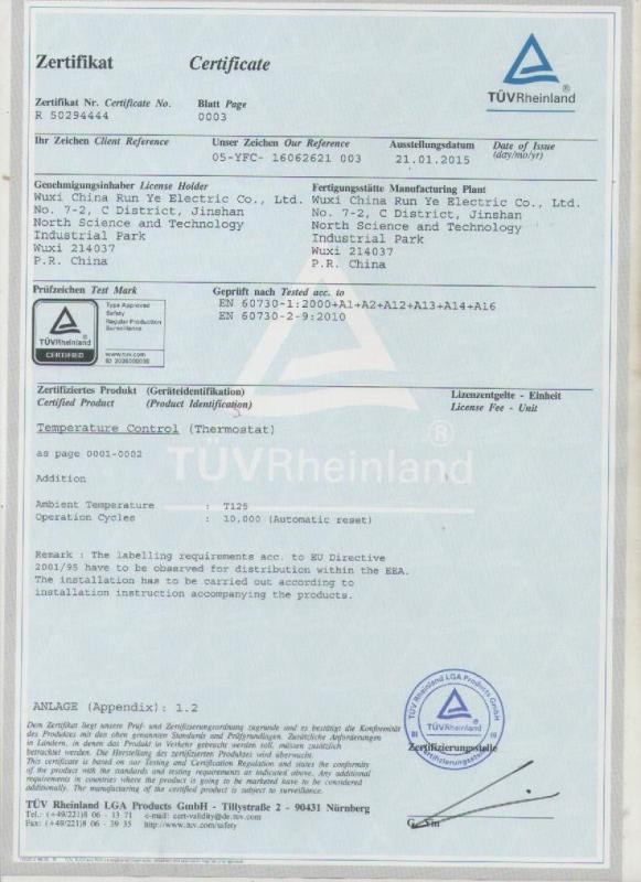 TUV - RUN YE THERMOSTAT
