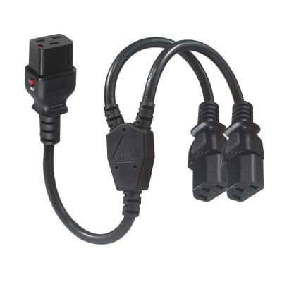 Cina Il cavo di estensione di CA del PVC del maschio si raddoppia IEC 320 C13 a chiudere il cavo di alimentazione a chiave del separatore C19 2 in 1 in vendita