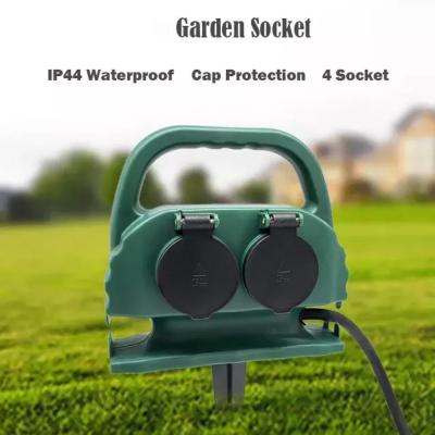 Cina Hot sale 4 way German waterproof IP44 outdoor garden socket with 1.5m 5m 10m rubber extension cord in vendita