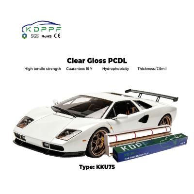 China 15 Years Warranty Gloss Paint Protection Film Self Healing  High Tensile Strength Clear PPF 7.5 mil PCDL KKU75 TPU Anti Stain Hydrophobic Car Film for sale