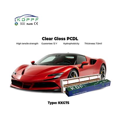 China Gloss Paint Protection Film 7.5 mil Self Healing Clear PPF High Tensile Strength PCDL KKG75 Transparent TPU Anti Stain Hydrophobic Car Film for sale
