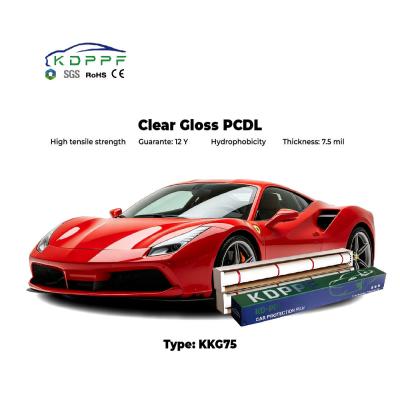China KKG75 Gloss Paint Protection Film Clear PPF 7.5 mil Self Healing High Tensile Strength PCDL Transparent Anti Stain Hydrophobic Car Film for sale