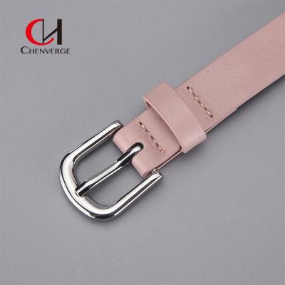 Cina ODM Classic Leather Belt Womens Pink Young Fashion Needle Button Hollow Out in vendita