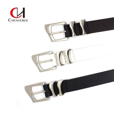 Cina Black Ladies Leather Belt Irregular Metal Needle Buckle Custom Logo in vendita
