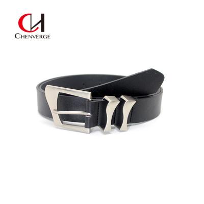 Cina Black Ladies Leather Belt Irregular Metal Needle Buckle Custom Logo in vendita