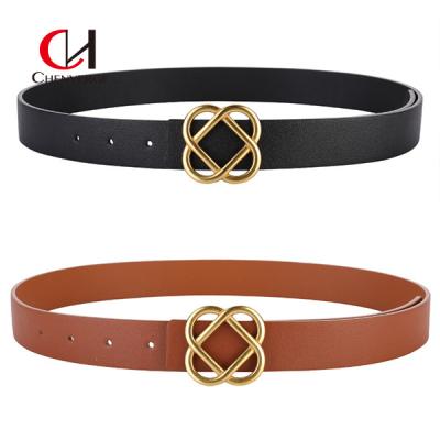 Cina Women's Decorative PU Leather Belts Flower Hollow Buckle Customized Logo in vendita