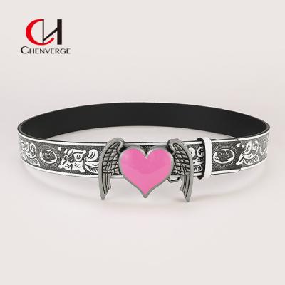 Cina Cintura in pelle da donna Fashion Pink Love per motivo inciso in vendita