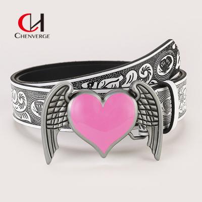 Cina Cintura in pelle da donna Fashion Pink Love per motivo inciso in vendita