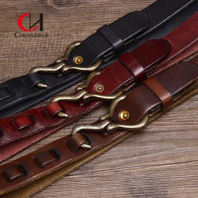 Cina Cintura da uomo in pelle nera marrone rossastro con cintura liscia in pelle bovina in vendita