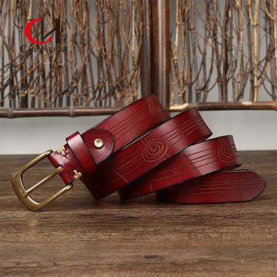 Cina Business Genuine Leather Belt With Zinc Alloy Buckle 100cm Length Brown in vendita
