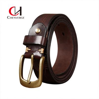 Cina Business Genuine Leather Belt With Zinc Alloy Buckle 100cm Length Brown in vendita