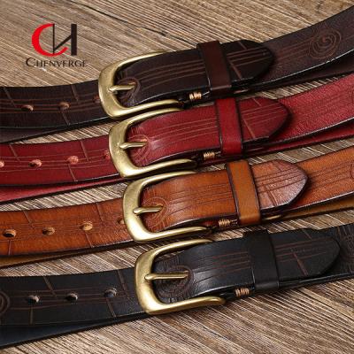 Cina Business Genuine Leather Belt With Zinc Alloy Buckle 100cm Length Brown in vendita